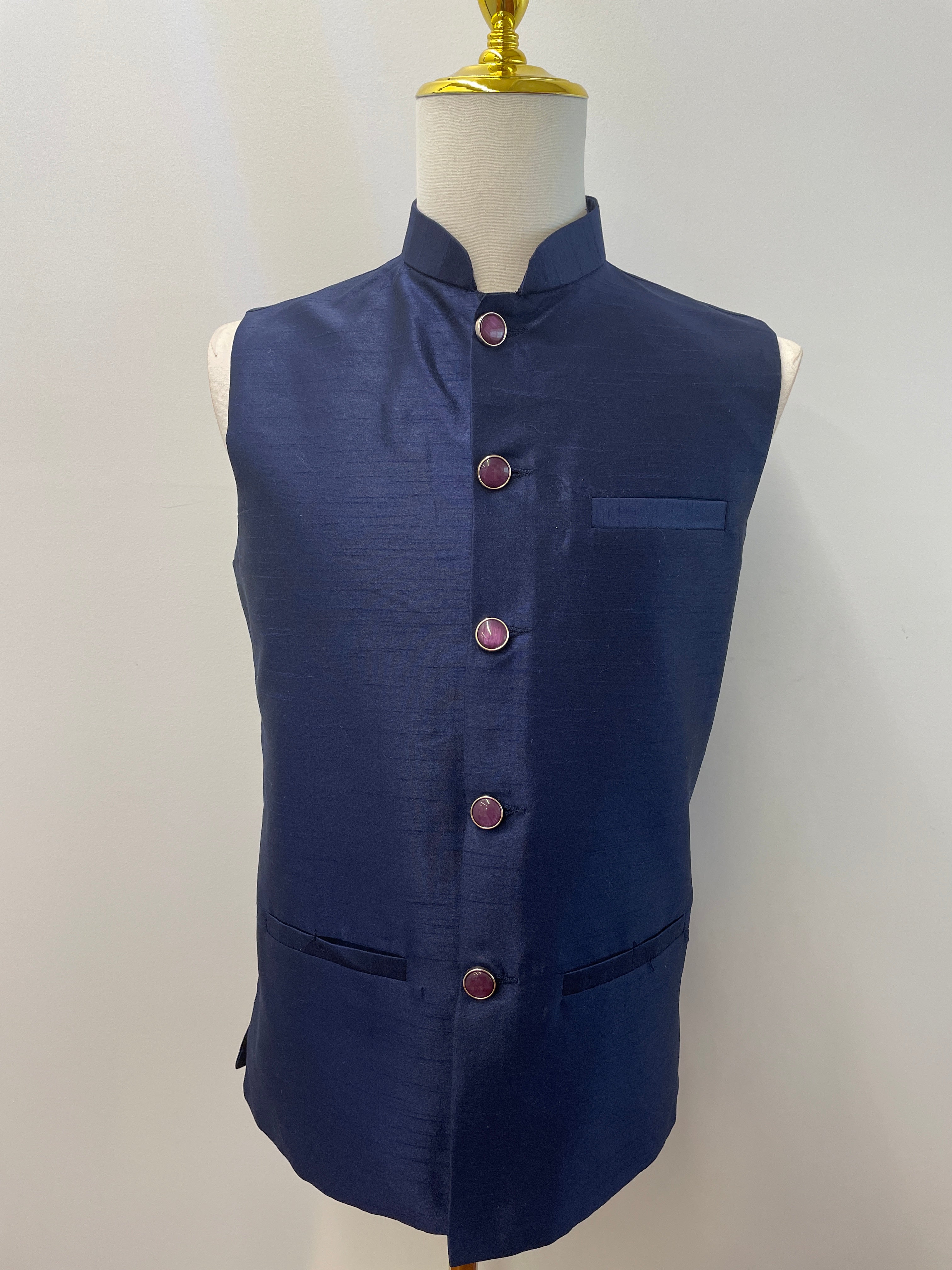 Navy Blue Fancy Vest – Milnah