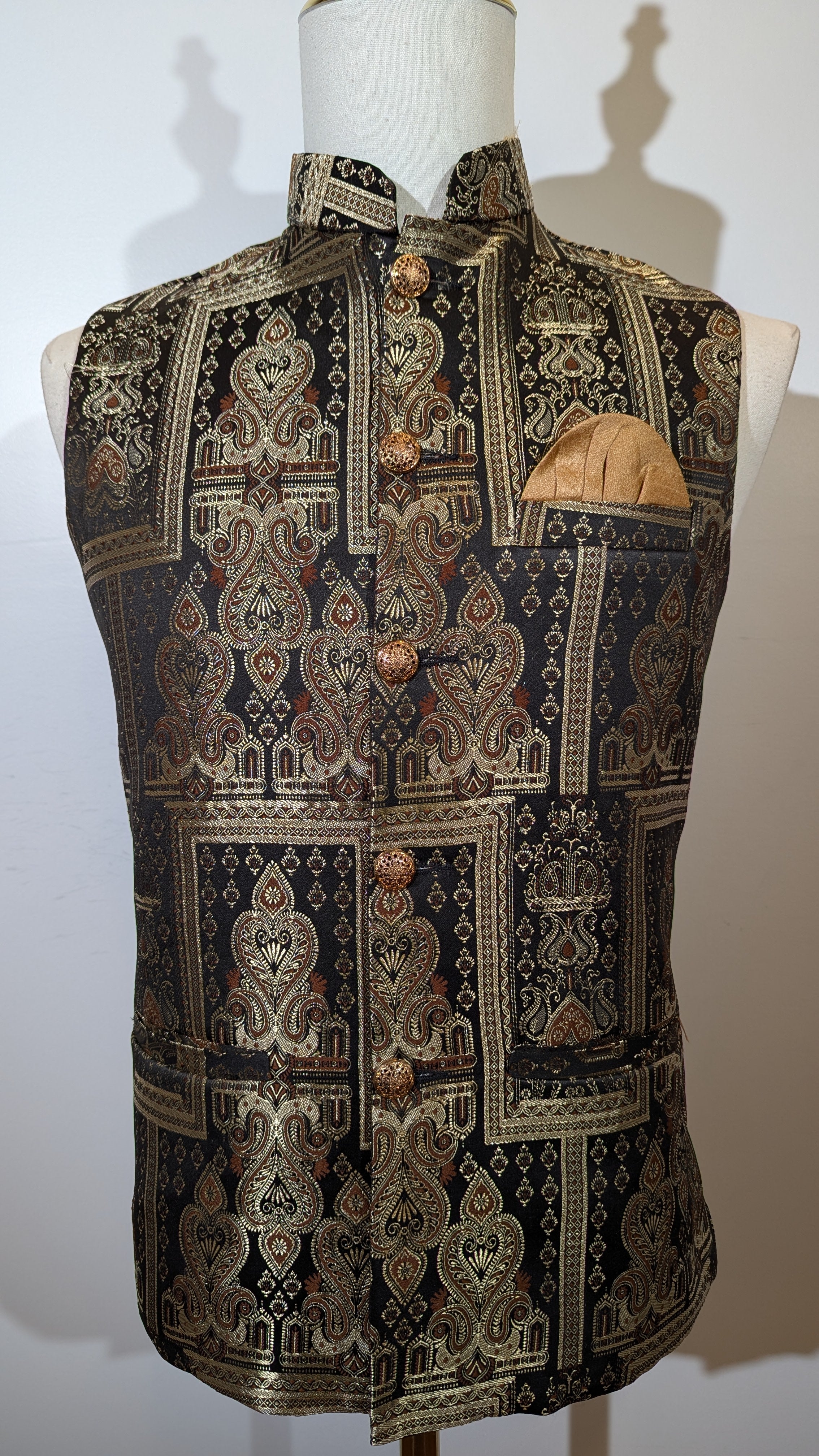 Golden Work Black Fancy Vest – Milnah